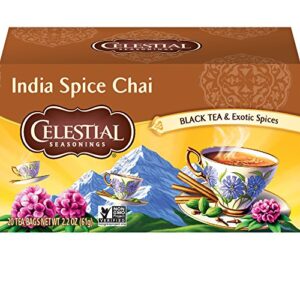 celestial seasonings black tea, chai tea, india spice, 20 count (pack of 6)