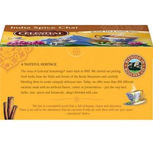 Celestial Seasonings Black Tea, Chai Tea, India Spice, 20 Count (Pack of 6)