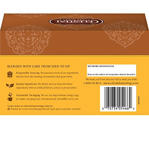 Celestial Seasonings Black Tea, Chai Tea, India Spice, 20 Count (Pack of 6)