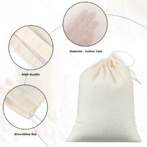 100 Pieces Cheesecloth Bags for Straining Reusable Tea Filter Bags Muslin Bags Cold Brew Bags Milk Tea Filter Strainer Cheese Clothes Cheese Cloth Bags for Office Kitchen Cooking (3 x 4 Inch)