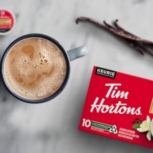 Tim Hortons French Vanilla Cappuccino Flavoured Coffee, Single Serve Keurig K-Cup Pods, 10 Count