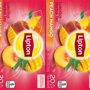 Lipton Tea Herbal Peach Mango 20 Count (Pack of 2)