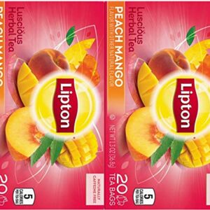 Lipton Tea Herbal Peach Mango 20 Count (Pack of 2)