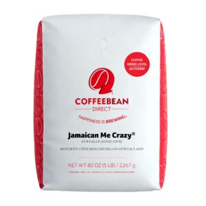 coffee bean direct jamaican me crazy® flavored, ground coffee, 5 pound bag