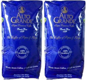 alto grande super premium coffee whole beans, 2 pound bag (pack of 2)