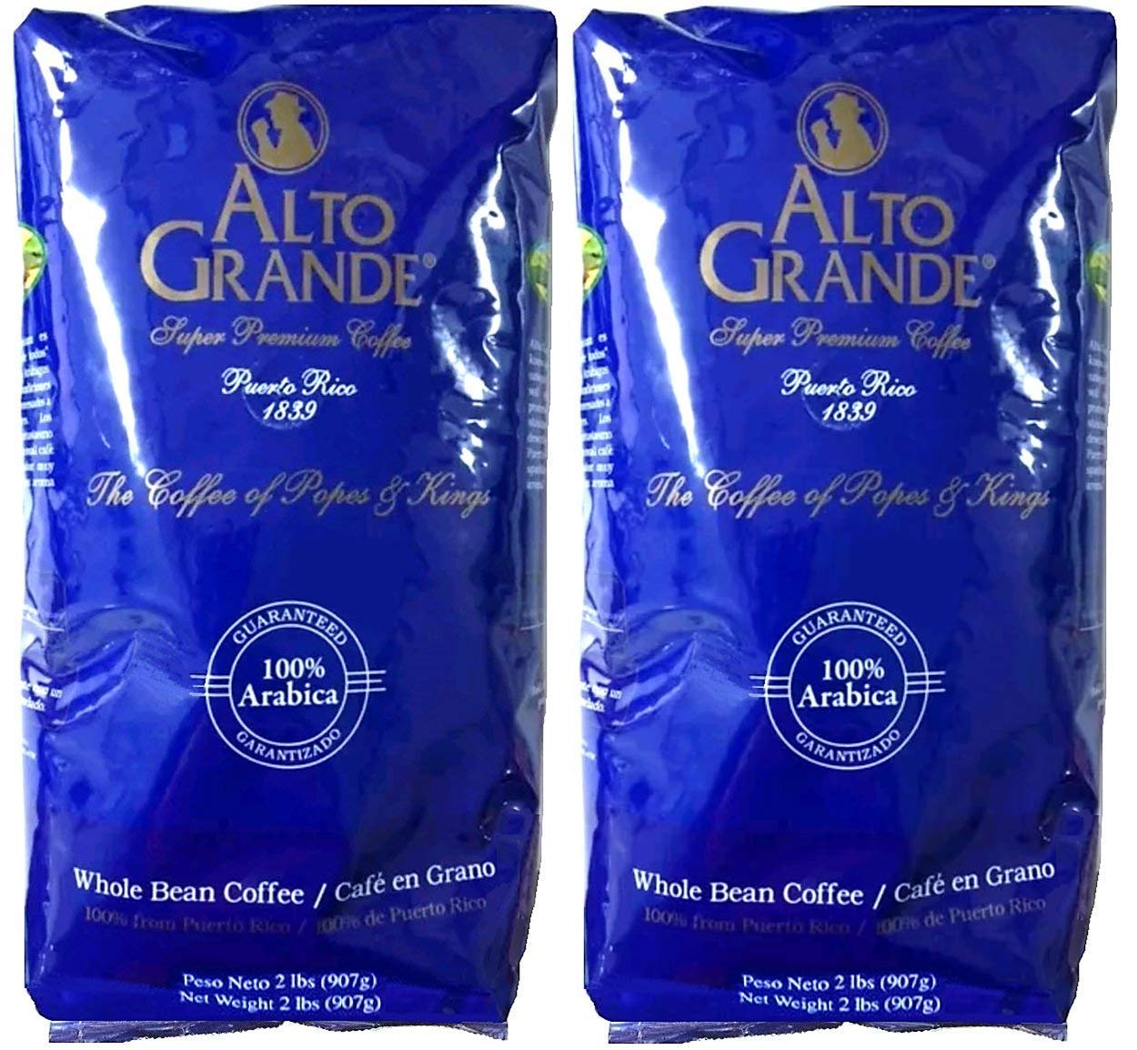 Alto Grande Super Premium Coffee Whole Beans, 2 pound bag (Pack of 2)