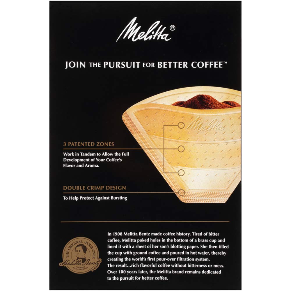 Melitta 4 Gourmet Cone Coffee Filters, Unbleached Natural Brown, 80 Total Filters Count