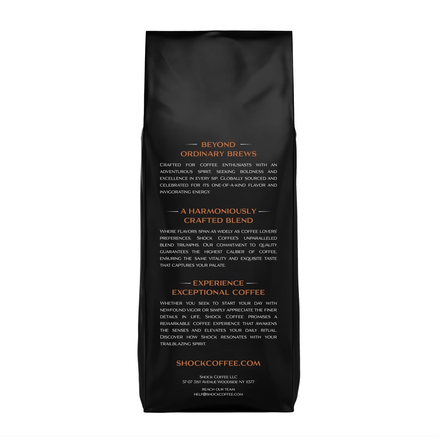 Shock Coffee - Bold all Arabica Med-Dark Roast Whole Bean, Fresh Look - Richer Taste, 1 pound