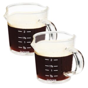 espresso shot glass 3-ounce triple pitcher barista double spouts with pouring handle (2 pack)