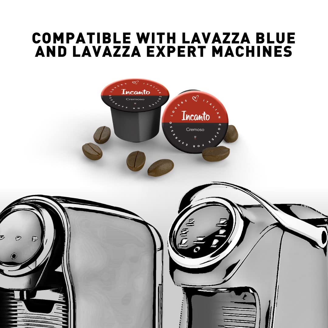 DELICITALY Pure Italian Food Italian Coffee capsules compatible with Lavazza BLUE and Lavazza EXPERT, Single Espresso pods, pack of 50 (50 pods Incanto espresso)