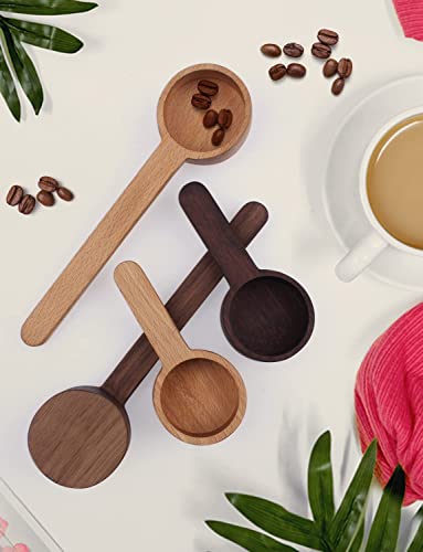 Wooden Coffee Spoon, Coffee Scoop Measuring for Coffee Beans, Whole Beans Ground Beans or Tea, Home Kitchen Tools Utensils (3.8in, beech)