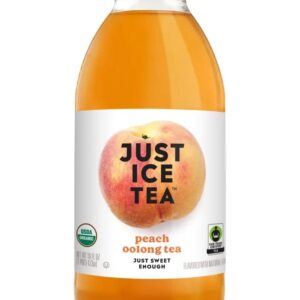 Just Ice Tea Organic Iced Tea, 16 Fl Oz Glass Bottles (Peach Oolong Tea, Pack of 12)