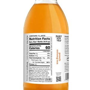 Just Ice Tea Organic Iced Tea, 16 Fl Oz Glass Bottles (Peach Oolong Tea, Pack of 12)