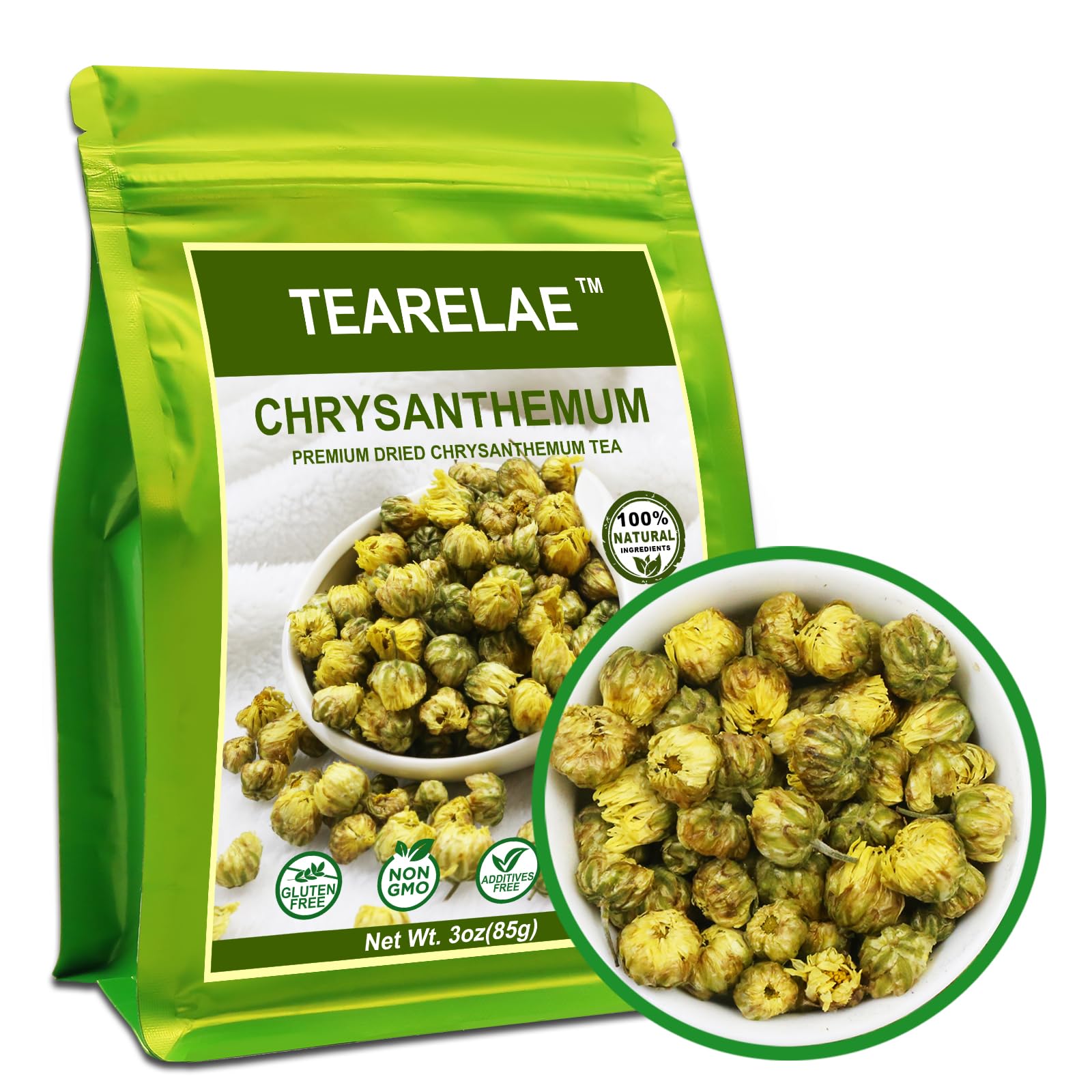 TEARELAE - Premium Dried Chrysanthemum Tea - [5A] Top Grade - Natural Chinese Chrysanthemum Tai Ju - Refreshing Floral Fragrance - Herbal Loose Leaf Tea - 3oz/85g