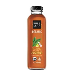 pure leaf, organic iced tea, sicilian lemon & honeysuckle, 14oz bottles (pack of 8) (packaging may vary)