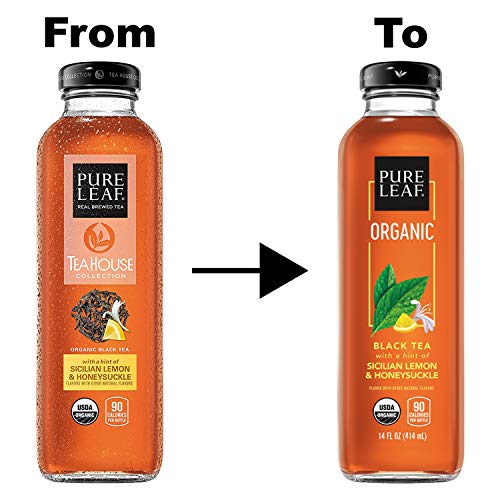 Pure Leaf, Organic Iced Tea, Sicilian Lemon & Honeysuckle, 14oz Bottles (Pack of 8) (Packaging May Vary)