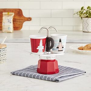 Bialetti - Mini Express Magritte: Moka Set includes Coffee Maker 2-Cup (2.8 Oz) + 2 shot glasses, Red, Aluminium