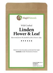 magjo naturals, wild crafted linden (4 oz) dried flower and leaf, linden flower tea, lime flower herbal tea, linden tree blossom, tila or tilo, linden tea, tilo tea, linden flower lime, flower tea