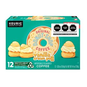 the original do keurig green mountain donut shop coffee, medium roast, vanilla puff, 12 ct