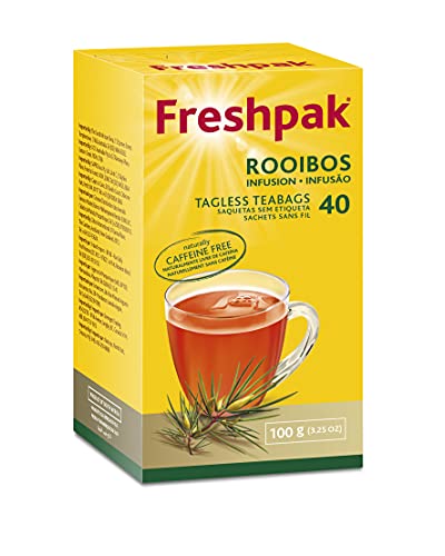 Freshpak Rooibos Tea | 40 Tagless Teabags | Natural Premium Rooibos | Naturally Caffeine Free | Keto Friendly | Rooibos From South Africa | Non GMO