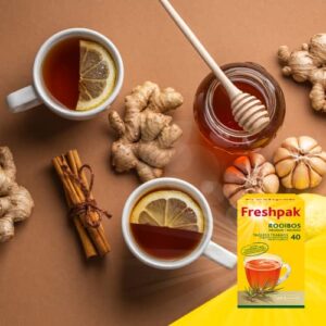 Freshpak Rooibos Tea | 40 Tagless Teabags | Natural Premium Rooibos | Naturally Caffeine Free | Keto Friendly | Rooibos From South Africa | Non GMO