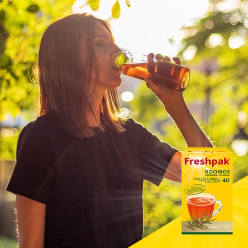 Freshpak Rooibos Tea | 40 Tagless Teabags | Natural Premium Rooibos | Naturally Caffeine Free | Keto Friendly | Rooibos From South Africa | Non GMO