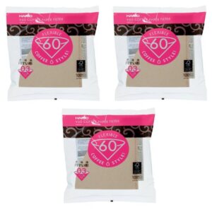 hario 03 100-count coffee natural paper filters, 3-pack set (total of 300 sheets) (japan import)