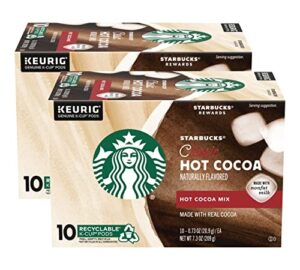 starbucks classic hot cocoa k-cup pods, made with real cocoa & nonfat milk, k-cup pods for keurig brewing system, 10 ct k-cups per box (10 count (pack of 2))