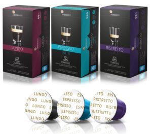 barista moments 60ct compatible nespresso coffee pods i italian espresso, ristretto & lungo coffee pods i compatible nespresso capsules i espresso variety pack