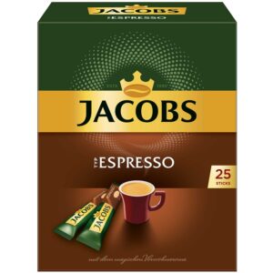 jacobs type espresso instant ground coffee, 25 portions (pack of 1)