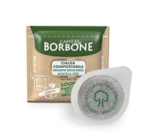 caffe borbone 150 single served decaf coffee pods, green decaffeinated blend with flavour and creaminess of authenthic nespresso, roasted and freshly packaged in italy