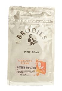 brodies tea, scottish breakfast tea, 7.1 ounce bag of loose leaf black tea imported from scotland