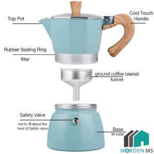 MORDEN MS Moka Pot Stovetop Espresso Maker 3 Cup - 5 oz Italian Coffee Maker, Manual Cuban Coffee Percolator Machine Italian Espresso Greca Coffee Maker for Cappuccino or Latte