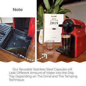 RECAPS Reusable Coffee Filter Capsules Compatible with Nespresso Original 3PCS Refillable Coffee Pods Permanent Coffee Filter Stainless Steel 120PCS Aluminum Foil Lids Coffee Tamper