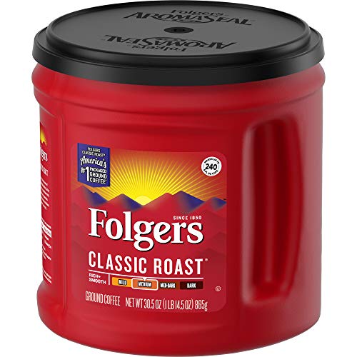 Folgers Classic Roast Medium Roast Ground Coffee, 30.5 Ounces (Pack of 6)