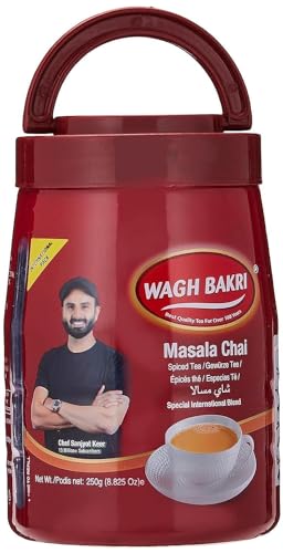 Wagh Bakri Masala Tea Spiced Tea Leaves in Export Pack,250 grams / 8.825 oz