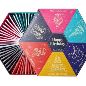 Acorus Happy Birthday Tea Gift Sets | Tea set Birthday Present to Those who we care about | Selection of Fruit, Herbal and Black Tea with Warm Wishes Written all Over the Box | 60 Tea Bags