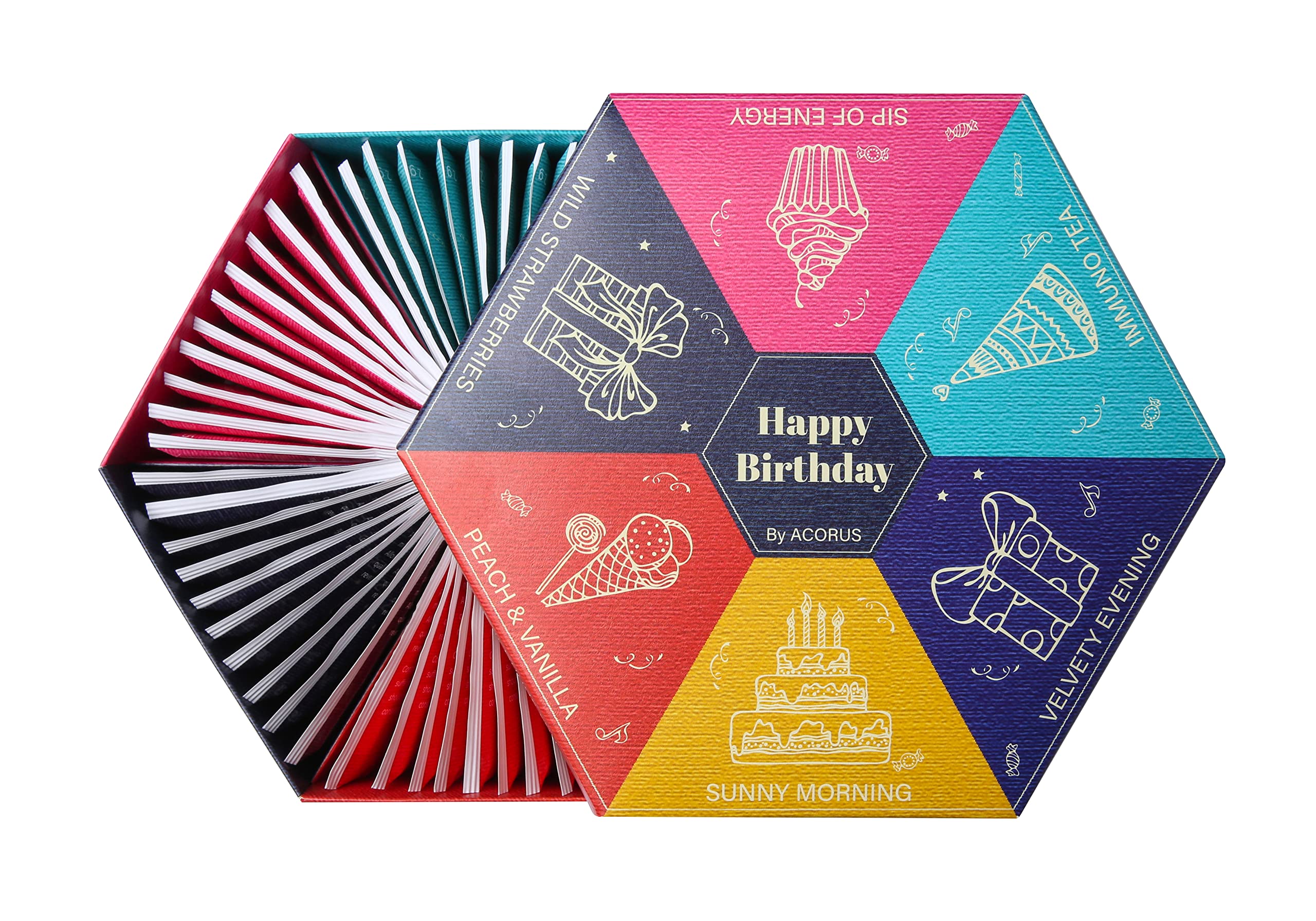 Acorus Happy Birthday Tea Gift Sets | Tea set Birthday Present to Those who we care about | Selection of Fruit, Herbal and Black Tea with Warm Wishes Written all Over the Box | 60 Tea Bags