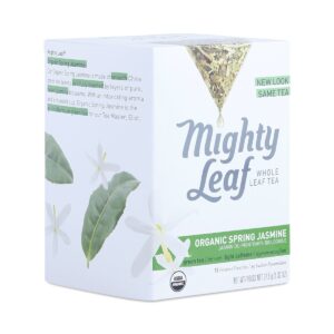 mighty leaf tea, organic spring jasmine, 15-count whole leaf pouches (pack of 3)