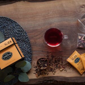 Smith Teamaker | Big Hibiscus No. 24 - Hibiscus, Ginger, Rose Petals & Elderflowers | Sugar-Free, Non-GMO, Plant Based Caffeine-Free Hibiscus Blend (15 Sachets, 1.27oz each)