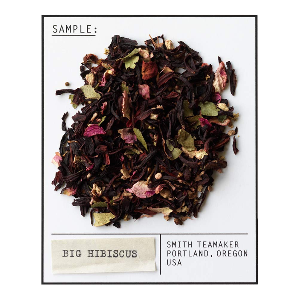 Smith Teamaker | Big Hibiscus No. 24 - Hibiscus, Ginger, Rose Petals & Elderflowers | Sugar-Free, Non-GMO, Plant Based Caffeine-Free Hibiscus Blend (15 Sachets, 1.27oz each)