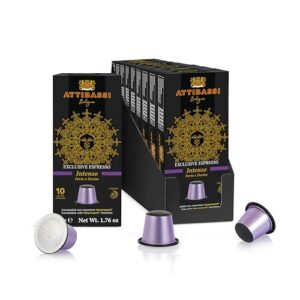 attibassi italian espresso coffee capsules compatible with nespresso original machines, intenso, 100 pods