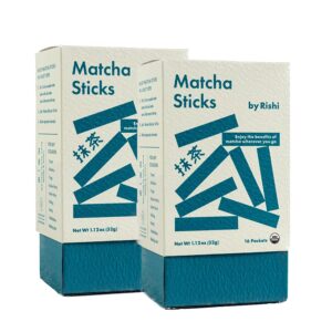 rishi tea matcha green herbal tea powder to-go travel sticks | immune system support, usda certified organic, naturally sweet, highly caffeinated, energy-boosting | 12 packets, 0.63 oz (pack of 2)