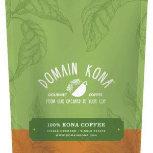 100% Kona Coffee – Whole Bean, Medium roast, Single estate gourmet coffee, 16 ounces, Farm fresh roasted from Domain Kona Coffee