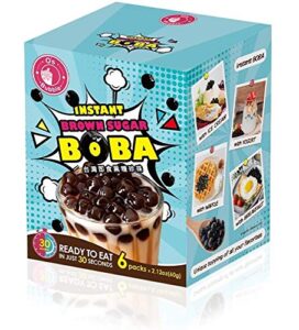 orbitel o's instant brown sugar boba/tapioca pearls, ready in 30 seconds, 2.12 oz, pack of 6