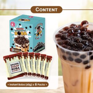 Orbitel O's Instant Brown Sugar Boba/Tapioca Pearls, Ready in 30 Seconds, 2.12 Oz, Pack of 6