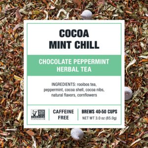 Tiesta Tea - Cocoa Mint Chill | Chocolate Peppermint Herbal Tea | Premium Loose Leaf Tea Blend | Non-Caffeinated Tea | Make Hot or Iced Tea & Brews Up to 50 Cups - 3 Ounce Refillable Tin