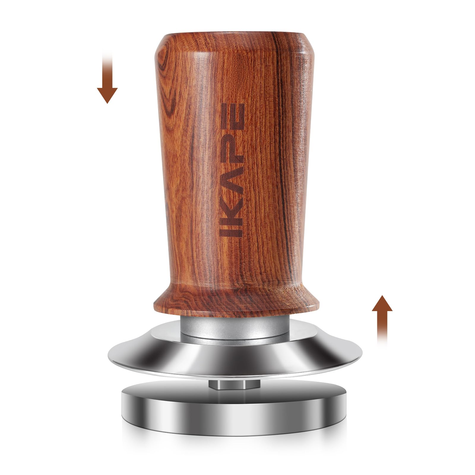 IKAPE 58.35mm Espresso Coffee Tamper, Spring-loaded Calibrated Tamper with Premium Stainless Steel,Walnut Wooden-Handle Tamper Compatiable with Over 58MM Espresso Machine Bottomless Portafilter