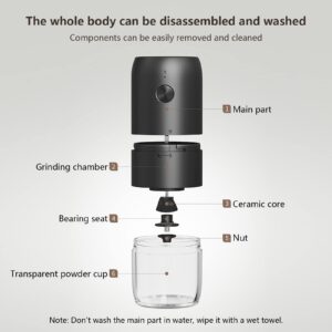 FXTNKYY Electric Ceramic Conical Burr Coffee Grinder ，Adjustable Grind Settings， Portable & Travel Friendly Whole Bean Mill，Grind Result Better Taste Coffee