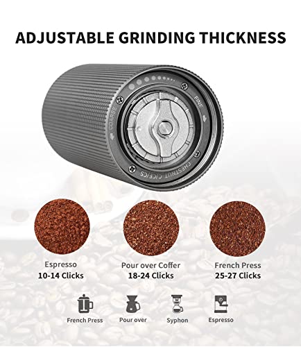 TIMEMORE Manual Coffee Grinder Hand Coffee Grinder Stainless Steel Conical Burr Chestnut C2 MAX Internal Adjustable Setting Capacity 30g French Press Coffee for Travel, Camping, Home (Black C2 MAX)